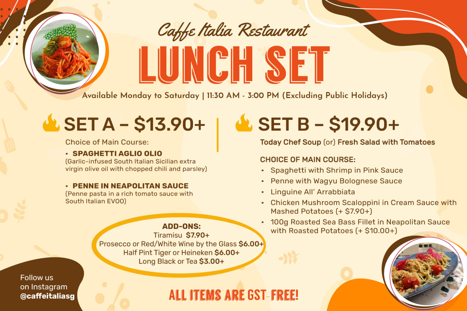 CAFFE ITALIA RESTAURANT Lunch Set | Shopping Mall Singapore | UE Square ...